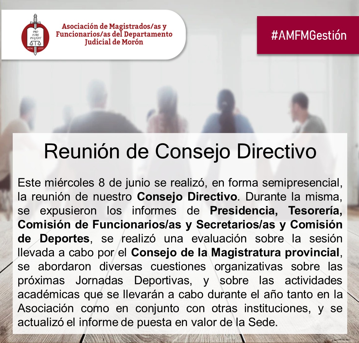 8 de junio- Reunión de Consejo Directivo – Asociación de Magistrados y ...